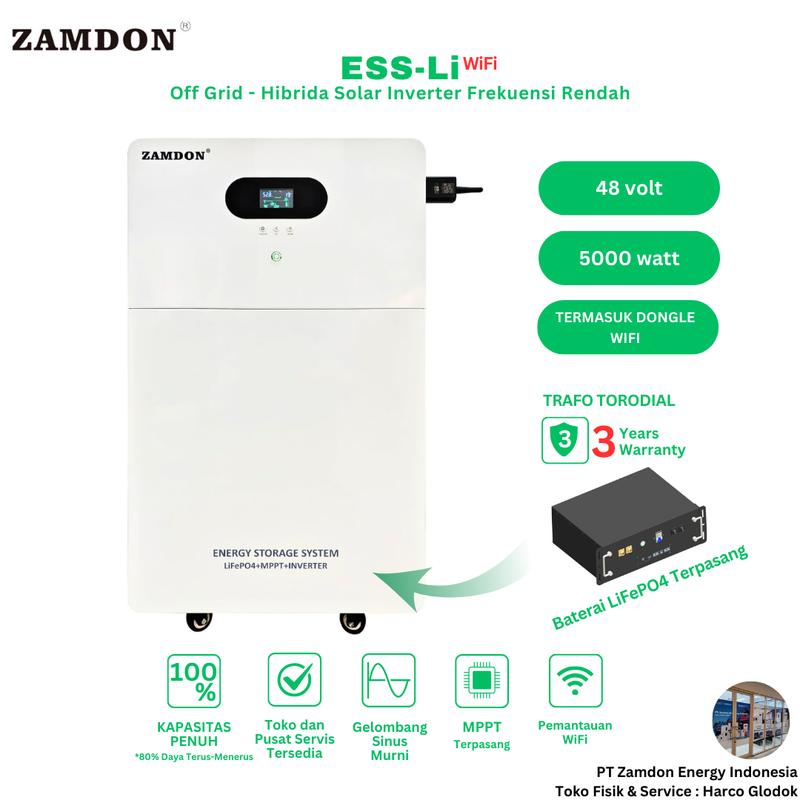 Zamdon ESS-Li pemantauan WIFI frekuensi rendah 6.25KVA 5KW 48V - Shop ...