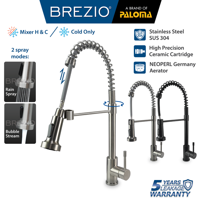 Promo BREZIO Keran Dapur Cuci Piring Fleksibel Tarik Kran Air Sink ...