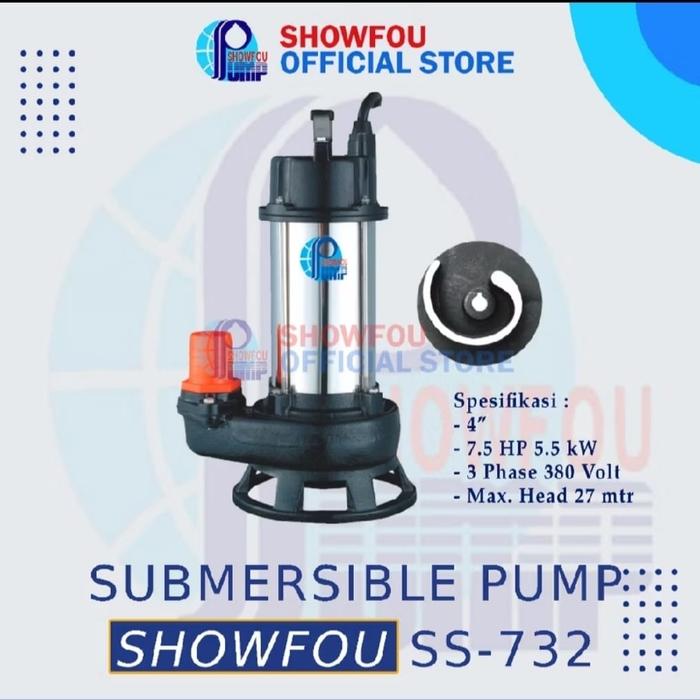 Jual Pompa Submersible Showfou SS-732 7,5 hp 3 phase 5,5 KWatt 4 inch ...