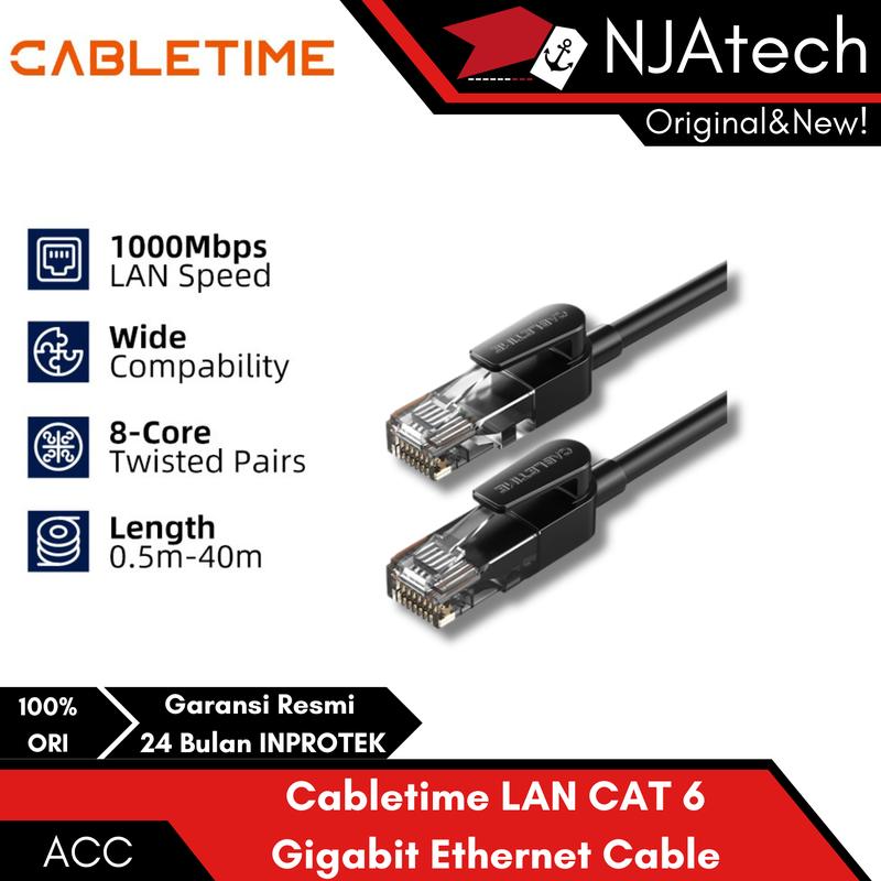 Kabel LAN RJ45 Cat 6 Gigabit Ethernet Cabletime UTP Cable 1000Mbps ...