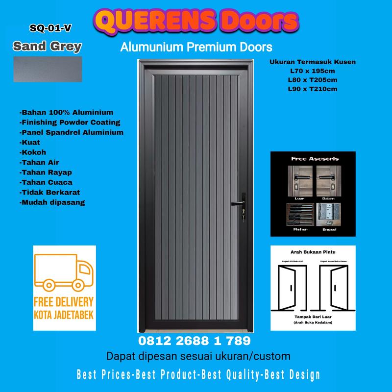 Pintu Aluminium Premium-Querens-SQ 01 V-Spandrel Double-Sand Grey ...