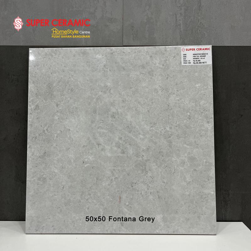 ASIA TILE 50x50 Keramik Lantai Dinding - FONTANA GREY - Shop | Tokopedia