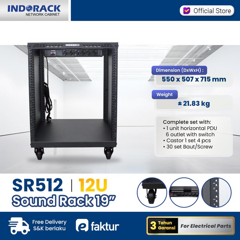 Indorack SR512 Rack Audio 12U Depth 550mm Audio Sound System Rack ...