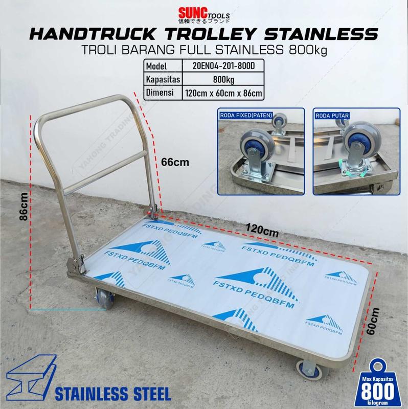 Handtruck Troli Stainless 500kg/Troli Angkut Barang/Trolley 90x60 cm ...