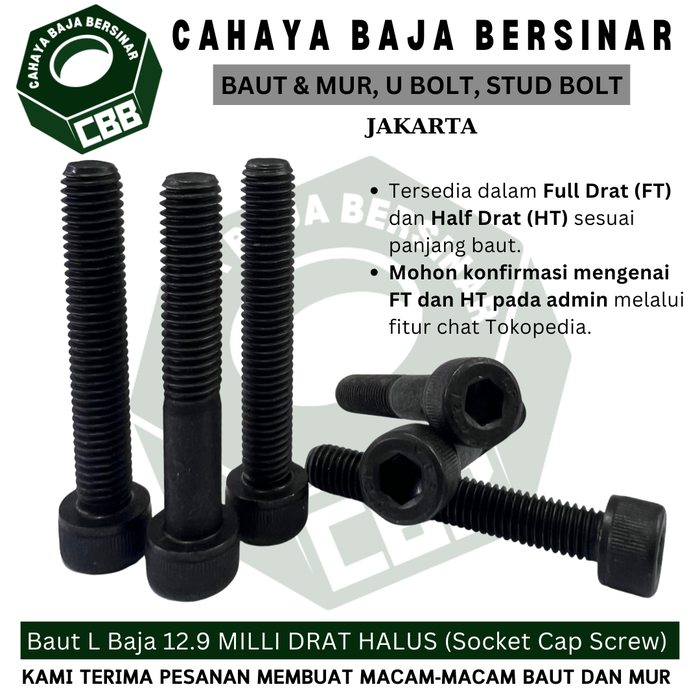 Jual Baut L Baja 12.9 M10 - 1.25 MILLI DRAT HALUS (Socket Cap Screw ...