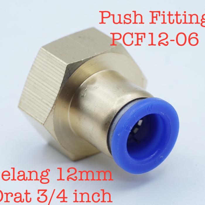 Jual PCF12-06 Pneumatic Nepel Fitting Lurus Selang 12mm Drat Dalam 3/4 ...