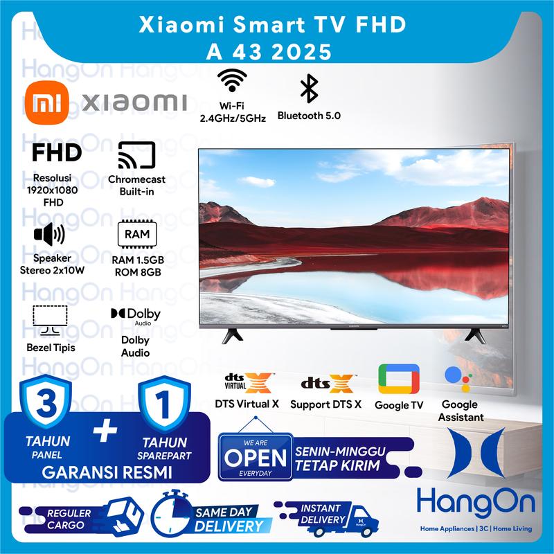 Xiaomi TV A 43'' 43 Inch 2025 FHD Smart Google TV Dolby DTS Audio ...