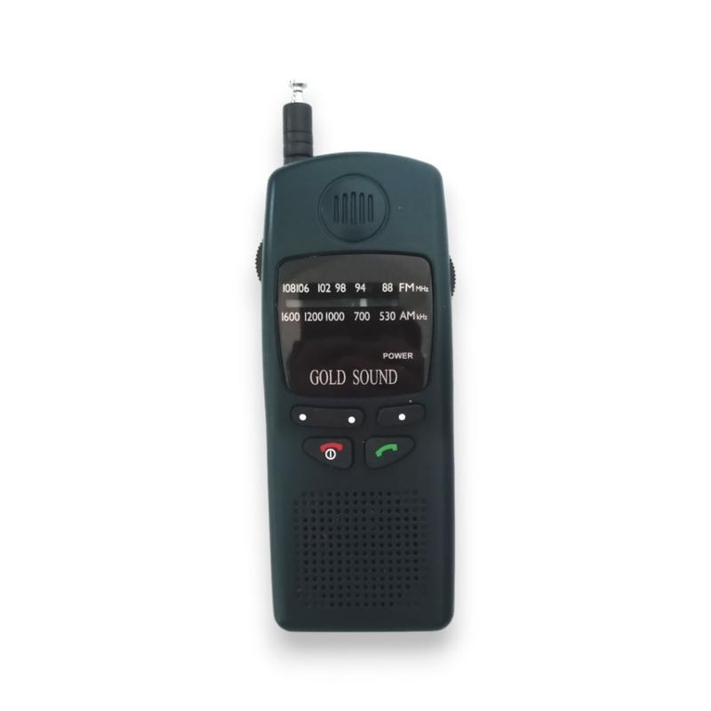 Radio FM AM Radio Mini Bentuk Handphone Warna Hitam Gold Sound 5288 ...