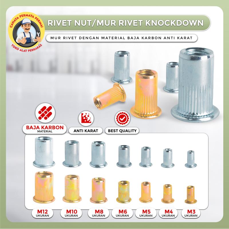 MUR RIVET / RIVET NUT ALUMUNIUM/ KUNINGAN M3 M4 M5 M6 M10 M12 - Shop ...