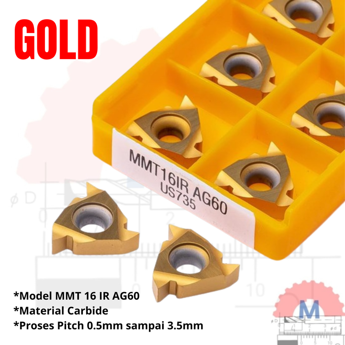 Promo Pahat drat dalam MMT 16IR 60 derajat Insert ulir MMT16IR AG60 ...