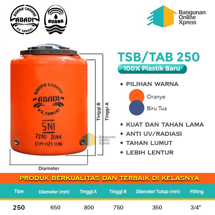 Jual TANGKI AIR / TOREN / TANDON AIR ABADI/BUANA TB250 (250 LITER ...