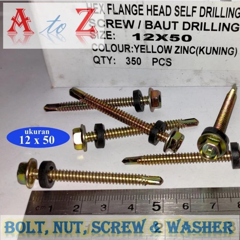 baut Baja ringan 12 x 50 mm/atap/sds/taso/seng/roofing/driling - Shop ...