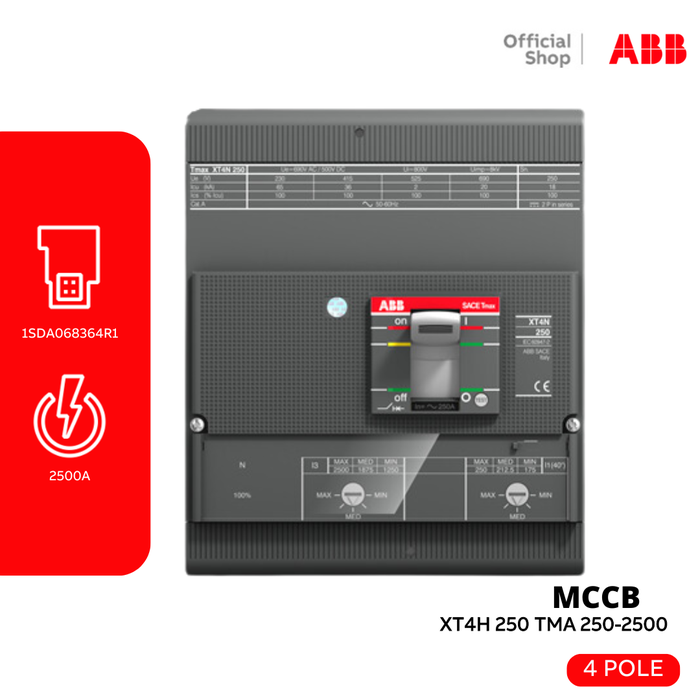 Promo ABB MCCB 4P 70KA 250A XT4H 250 TMA 250-2500 4P F F 1SDA068364R1 ...