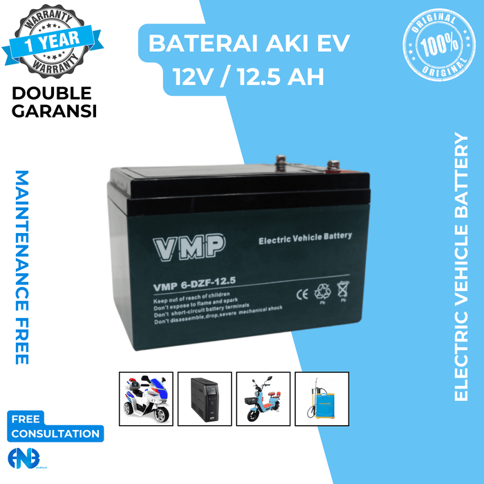 Jual Baterai Aki Electric Vehicle EV 12V 12.5AH 12 AH VMP Aki Battery ...
