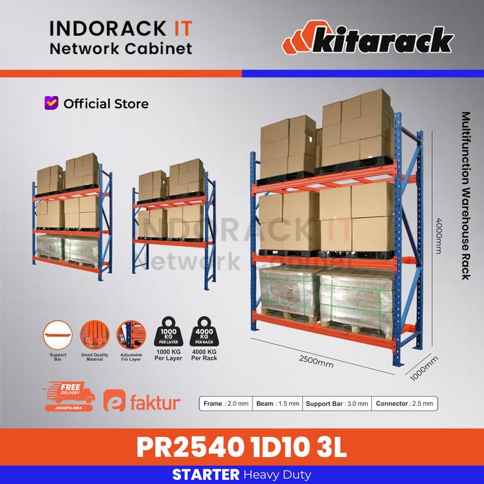 Promo Rak Palet 1 TON Pallet Rack Heavy Duty Panjang 2.5M Tinggi 4M ...