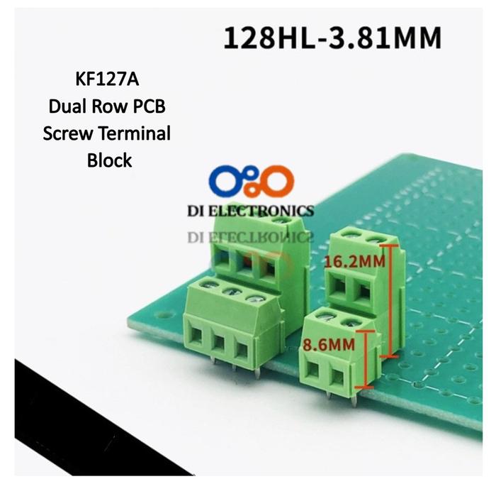 Jual KF128A Dual Row PCB Screw Terminal Block Pitch 3.81mm Pin Spacing ...