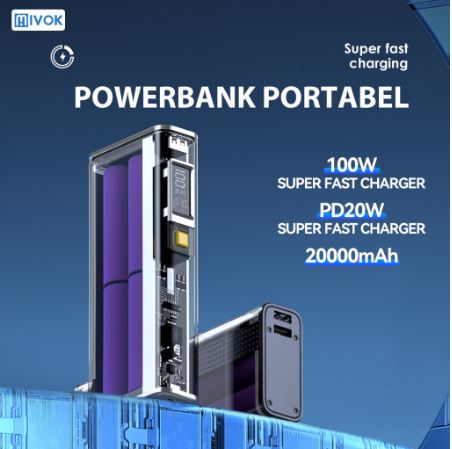 Jual Mivok 100W Super Fast Charging Power Bank LED Display Powerbank ...