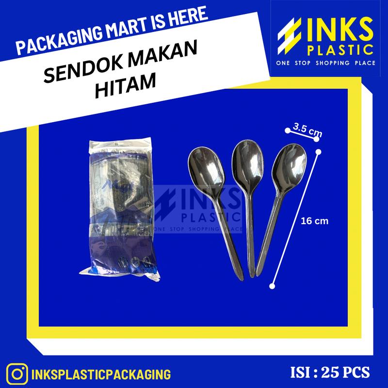 SENDOK MAKAN PLASTIK HITAM UNO (25 PCS) - Shop | Tokopedia