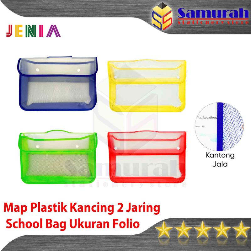 Map Plastik Kancing 2 Jaring Folio/ School Bag / Kantor & Sekolah ...