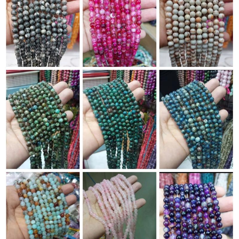 Manik batu alam size 6mm model bulat isi 60 -62 bahan kalung - Shop ...