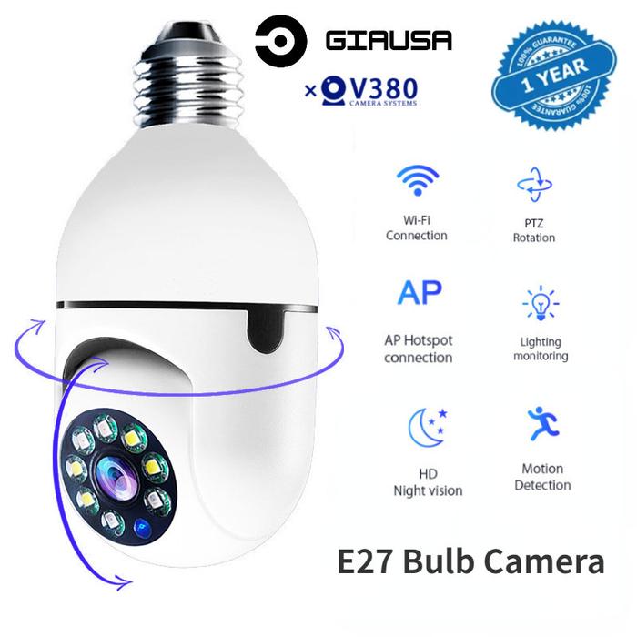 Promo V380 Pro Q15 Blub PTZ Camera 1080p Kamera Keamanan IP Pelacakan ...