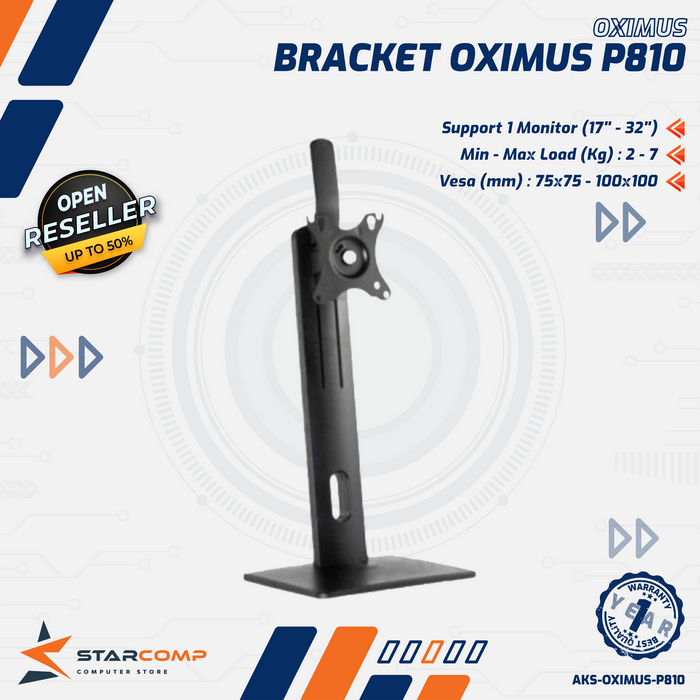 Jual OXIMUS P810 DESK STAND BRACKET KAKI MONITOR TV LED 17" - 32" INCH ...