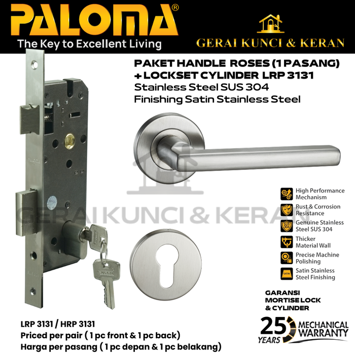 Jual PALOMA HRP LRP 3131 Gagang Pintu Door Handle Roses Set Stainless ...