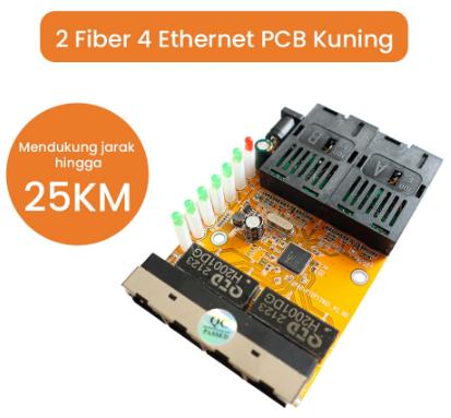 HTB 2F4E Yellow Media Converter 2 Port FO - 4 Port LAN Support POE ...