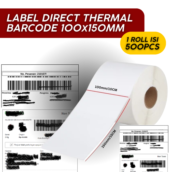 Jual Label Barcode Direct Thermal 1 Kolom 100x150mm [500 PCS] Stiker ...