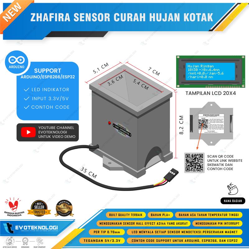 Evoteknologi Sensor Curah Hujan Ombrometer Tipping Bucket Rain - Shop ...