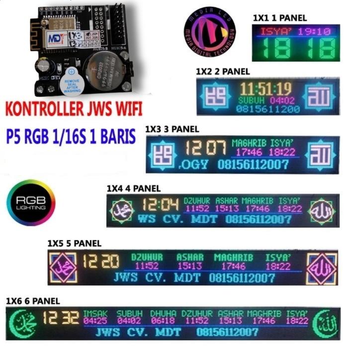 Jual Controller Jws Khalifah Jadwal Sholat Jam Masjid P5 RGB - 1 BARIS ...
