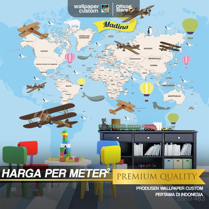 Promo Wallpaper Custom Mural Photowall Background Motif World Map Peta ...