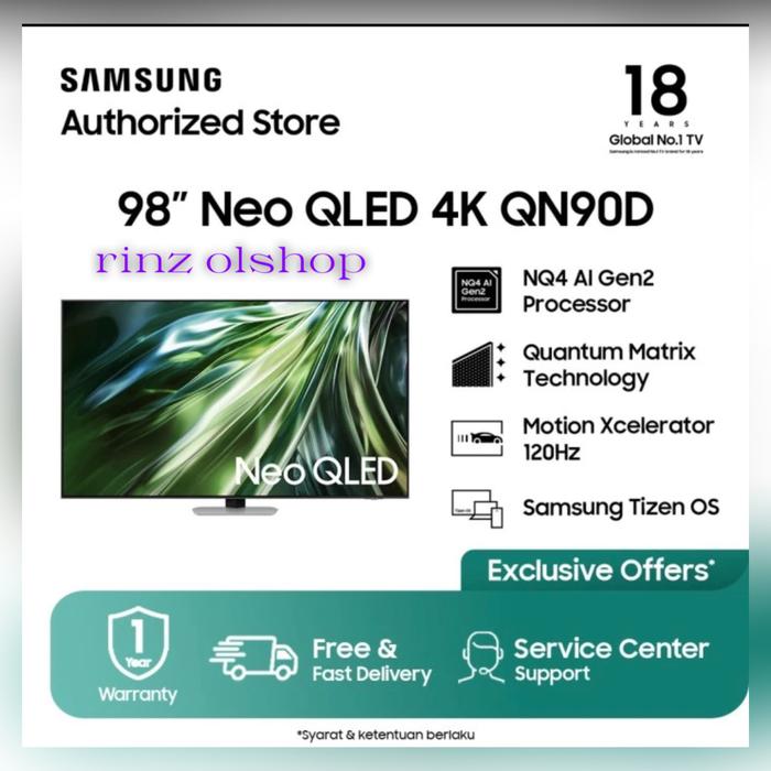 Promo LED TV SAMSUNG 98QN90D SMART TV NEO QLED 4K QN90D NQ4 AI GEN2 ...