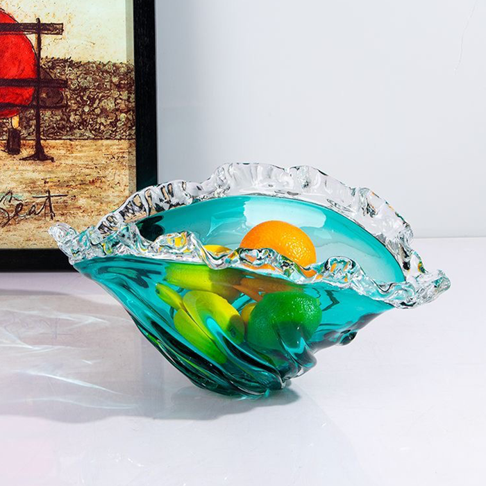 Jual Tempat Penyimpanan Buah Kaca / Teal Glass Basket Serving Plate ...