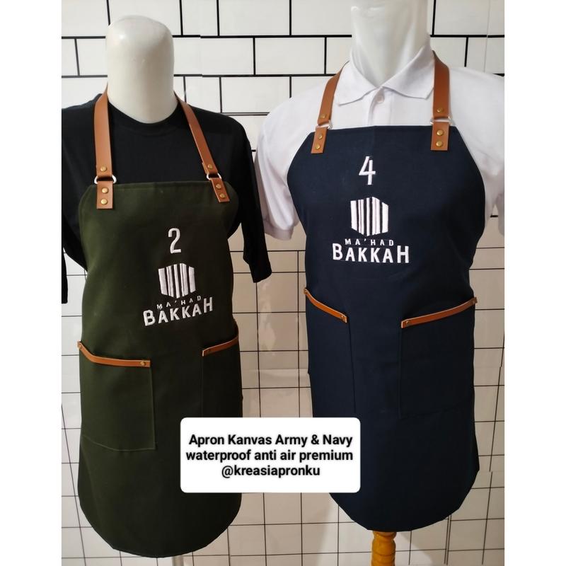 Apron Kanvas Custom/ Apron Canvas Waterproof Anti Air Free Bordir LOGO ...