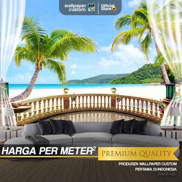 Jual Wallpaper Custom Mural Photowall Background Motif Pantai 3D ...