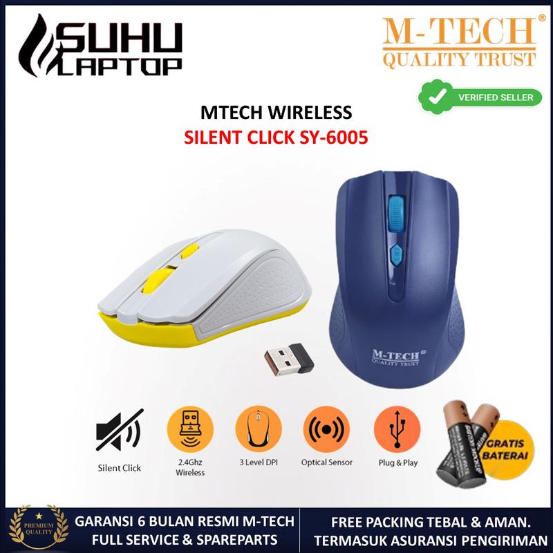 Mouse Wireless MTech Silent Click SY 6005 Free Battery - Shop | Tokopedia