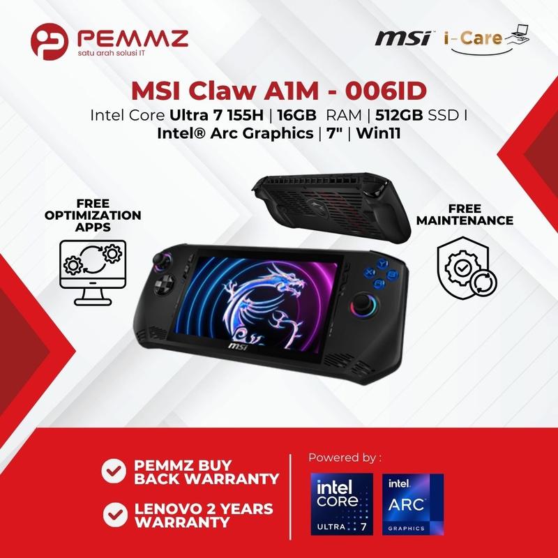 MSI CLAW A1M-006ID | INTEL ULTRA 7-155H | 512GB SSD | 16GB | INTEL ARC ...