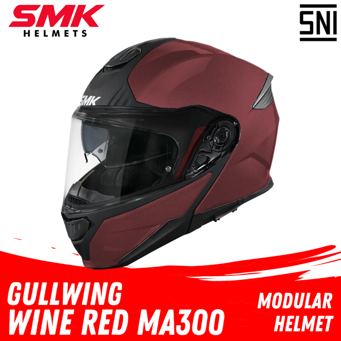 Jual HELM SMK GULLWING MA300 WINE RED HELM MODULAR FLIP UP MOTOR SNI ...