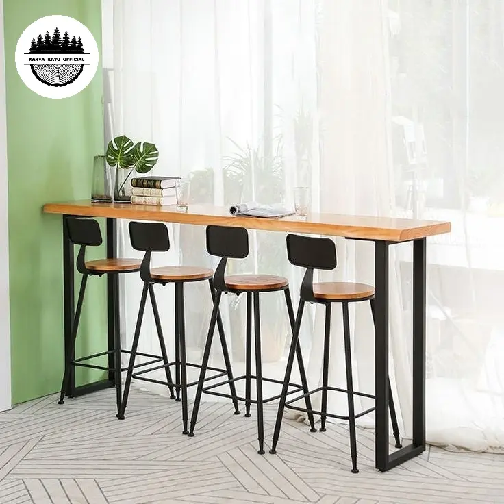 Meja bar set kursi kayu jati 200x40x105 free ongkirrr - Shop | Tokopedia