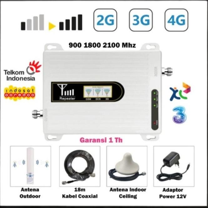 ORIGINAL TRIBAND BOSTERLENGKAP PENGUAT SIGNAL GSM 2G3G4G HIGH POWER ...