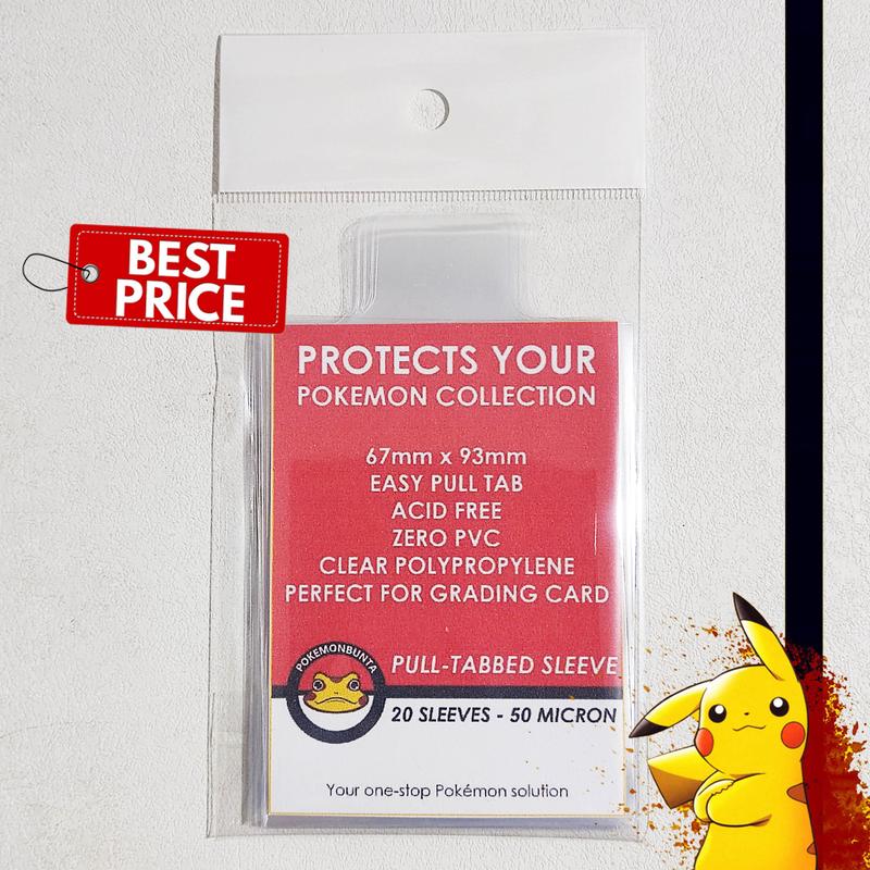 Pokemon Bunta Pull-Tabbed Sleeves 50 Micron Plastik Pelindung Kartu TCG ...