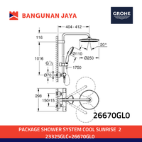 Promo GROHE PACKAGE SHOWER SYSTEM COOL SUNRISE 2 FREE 1 BOTOL GROHCLEAN ...