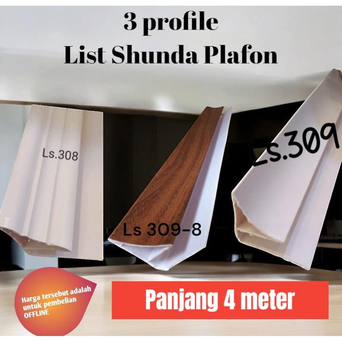 Jual LIST PLAFON SHUNDA , Plafon PVC List Profile Shunda Putih LS 308 ...