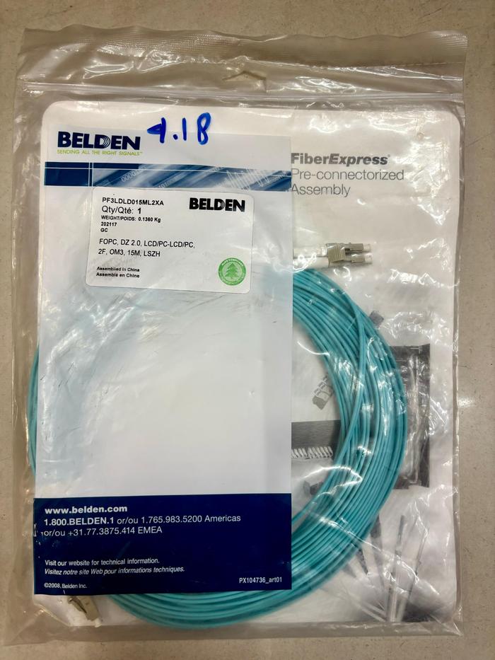 Jual Belden FO Patch Cord LC-LC OM3 Multimode Duplex LSZH 15 Meter ...
