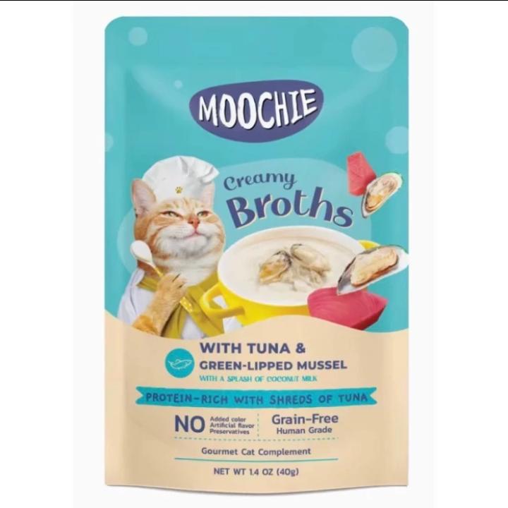 Moochie Kitten Creamy Broths With Tuna & Green Lipped Mussel 40gr ...