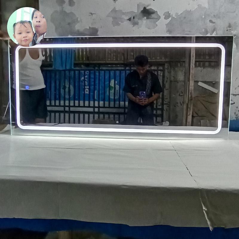 Cermin Led Touch Screen Rias Dinding Wastafel Kamar Mandi Sandblasting ...