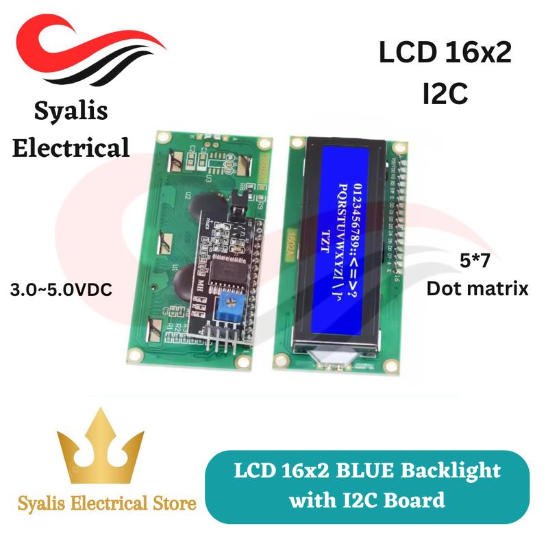 LCD 16x2 I2C BLUE Backlight with I2C Module [Syalis] - Shop | Tokopedia