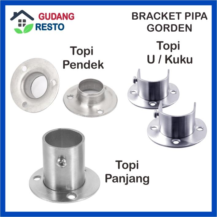 Bracket Pipa Bulat Topi besi Sok DOP 1" 1 inch 25mm 25 mm Tiang Gorden ...