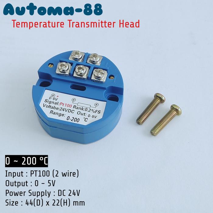 Jual Temperature Transmitter Head RTD PT100 0-200C Output 0-5V DC 24V 0 ...